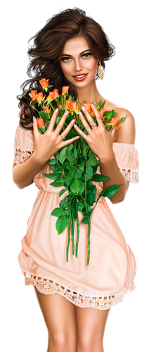 Tube Jolie Femme Sexy Beauté Bouquet De Tulipes Créas